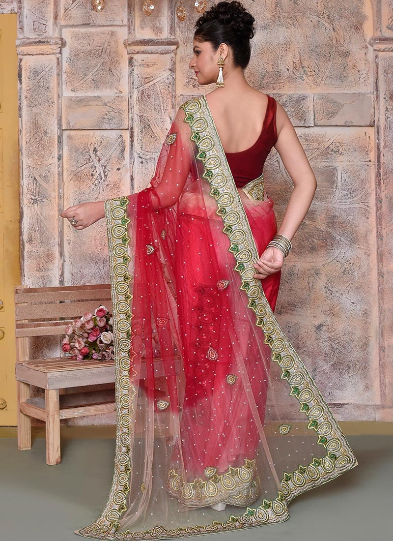 Hand Embroidered Sarees | Zardosi Sarees | Zari Stone work sarees