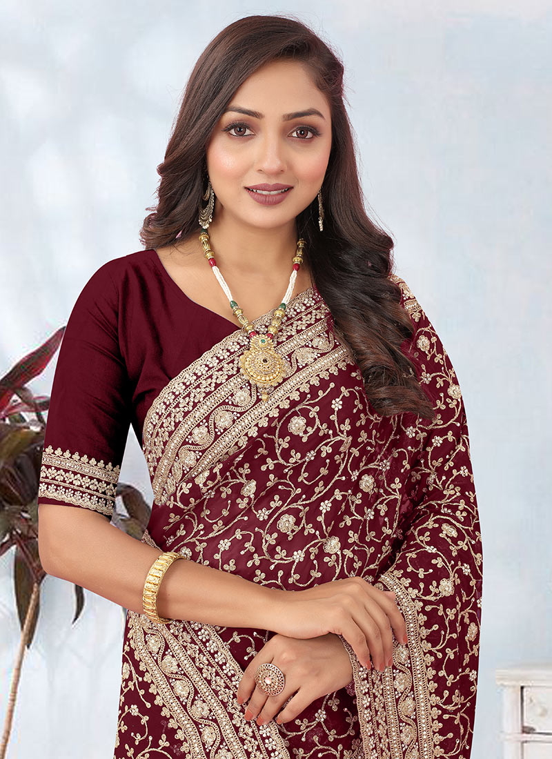Maroon Saree | Buy Maroon Sarees Online Shopping - Cbazaar