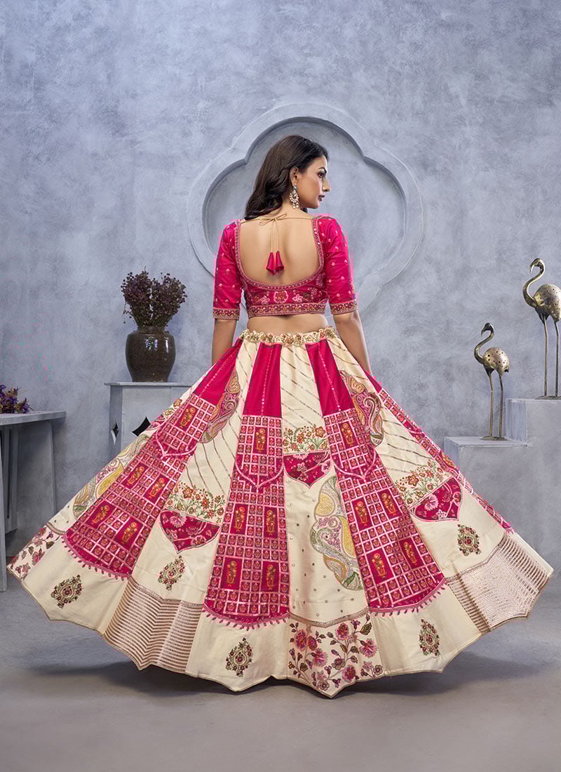 Shop Royal Ivory Raw Silk Zari Embroidered Lehenga Wedding Wear Online ...