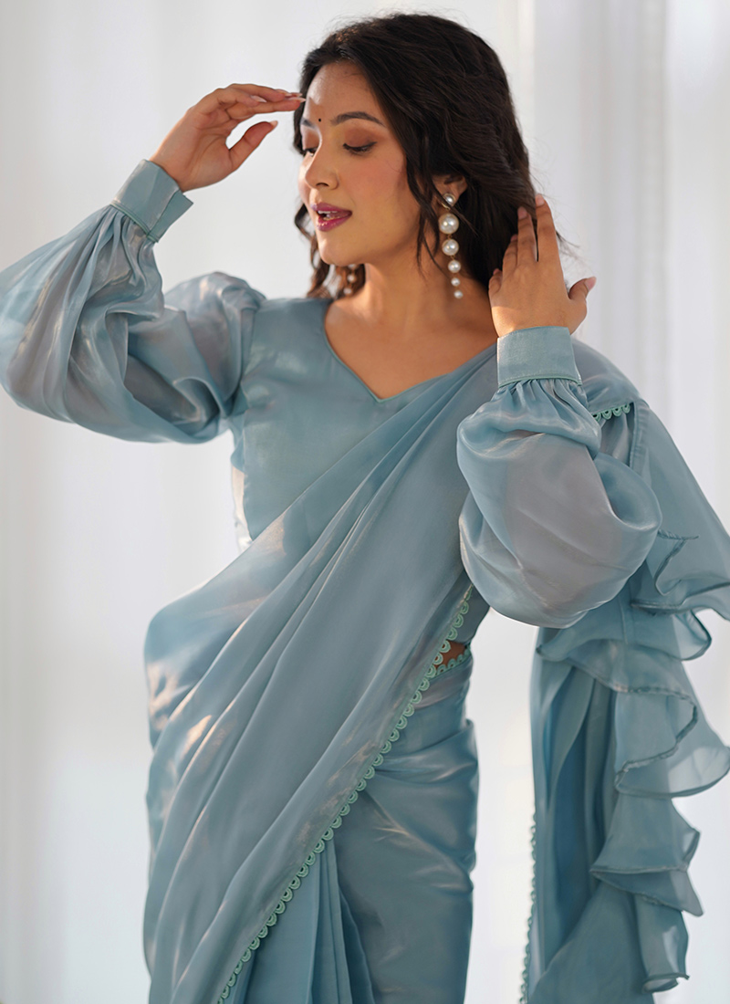 Buy Indian Ruffled Saree Online Shopping at Cbazaar