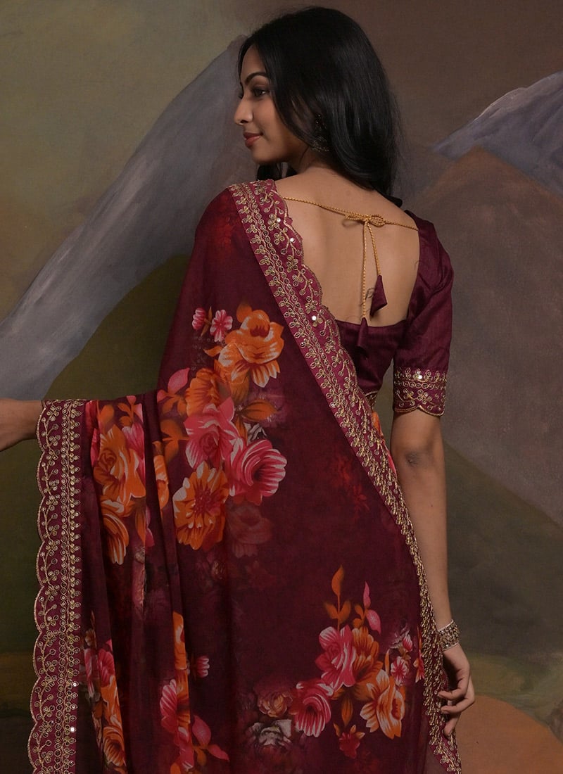 Maroon Saree | Buy Maroon Sarees Online Shopping - Cbazaar