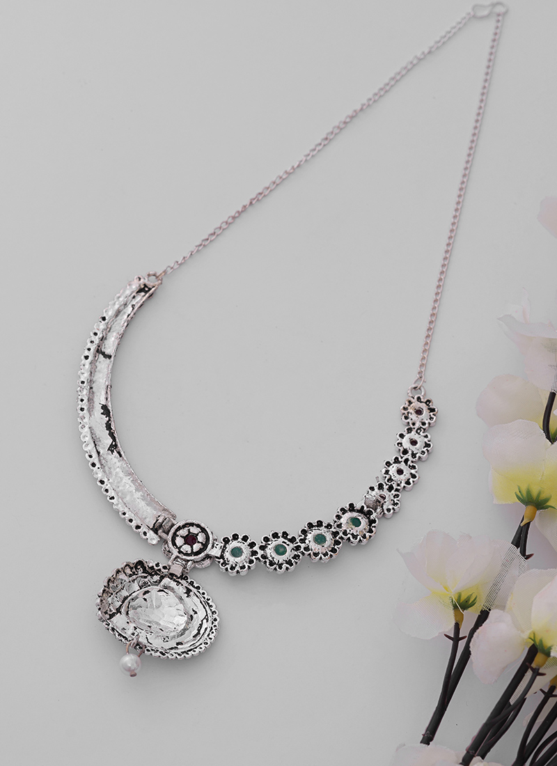 Shop Silver Alloy Necklace Set After Six Wear Online at Best Price ...