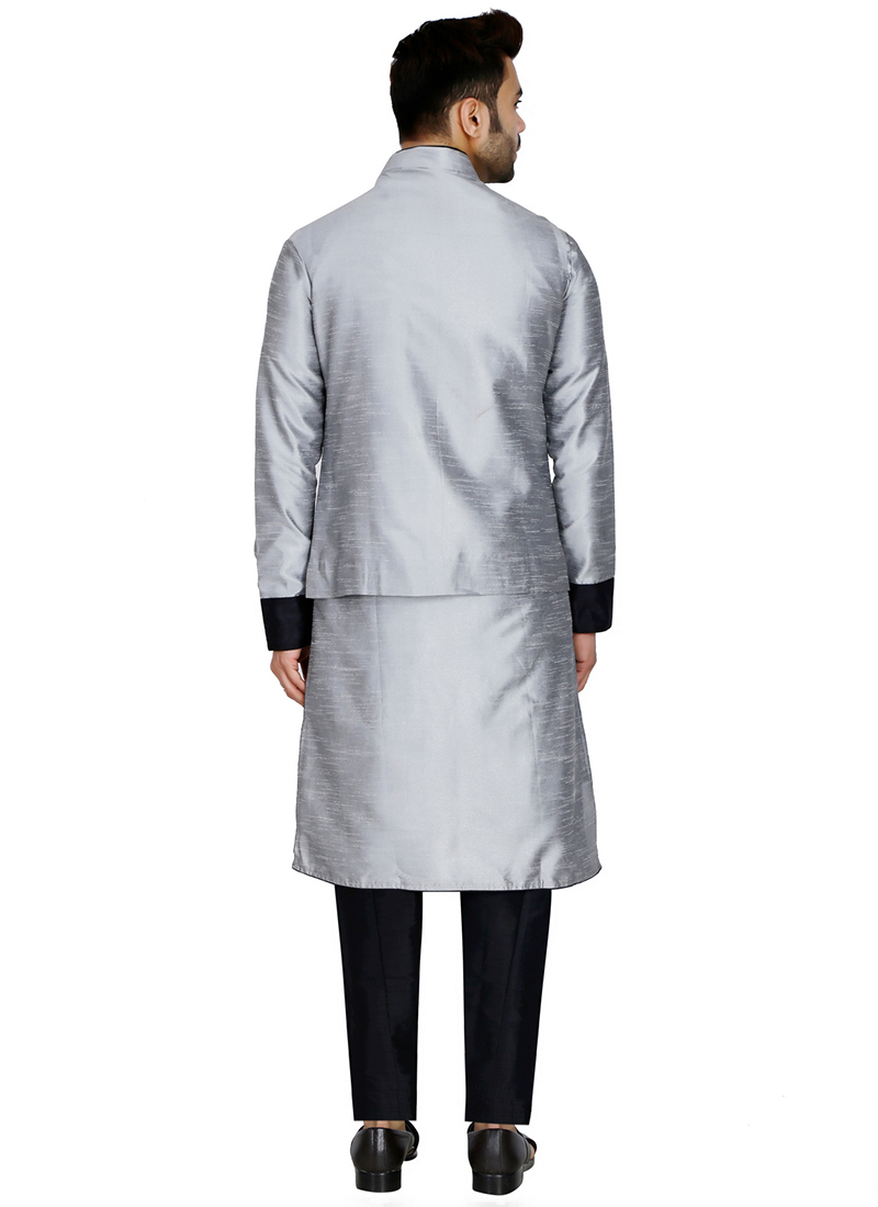 Buy Trendy Silver Kurta Pyjamas For Men's Online -Cbazaar
