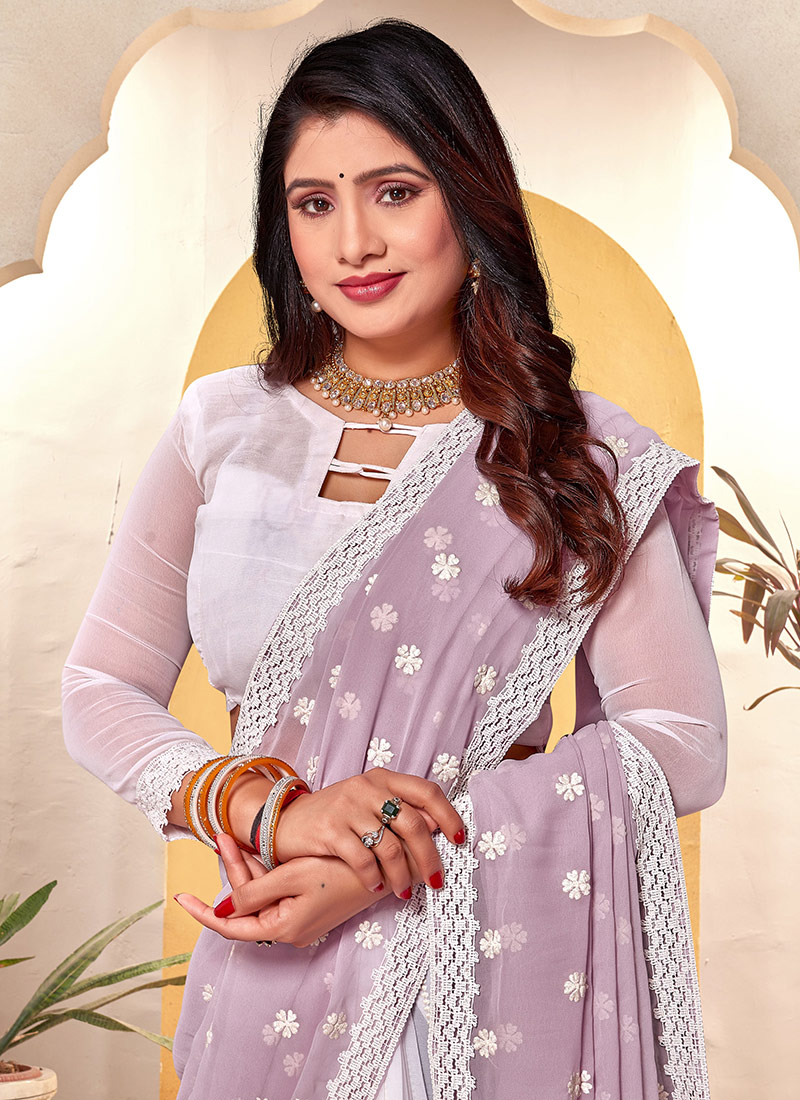 Buy Lavender sarees online | Lavender sarees styles | Online Lavender ...