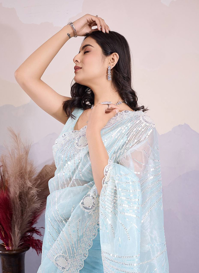 Buy Latest Blue Sarees Online Shopping At Cbazaar