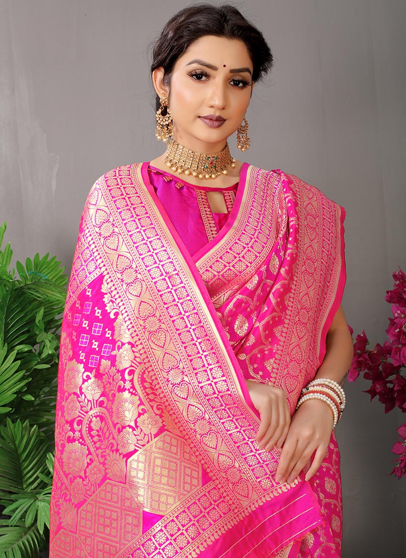 Latest Pink Sarees Designs For Women | Pink Wedding Sarees
