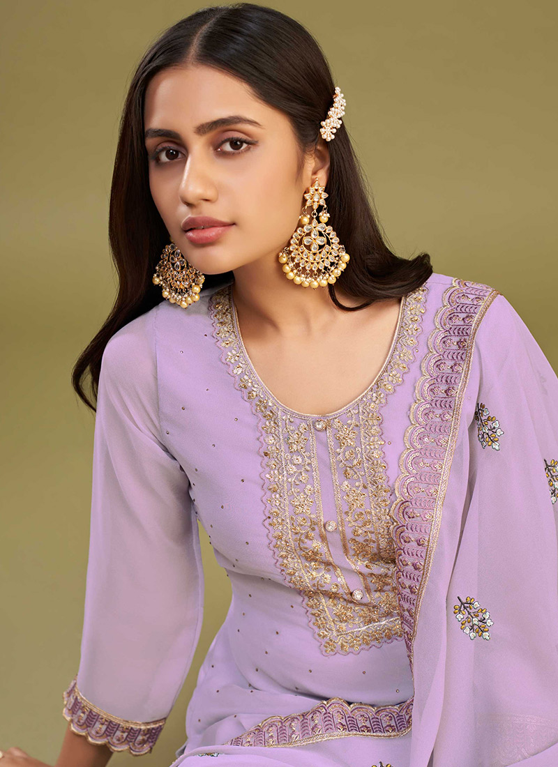 Buy Stunningly Embroidered Stone Work Straight Pant Suit Party Wear ...