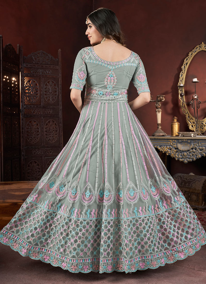 Shop Timeless Mint Green Net Zarkan Embroidered A Line Anarkali Suit Wedding Wear Online at Best ...