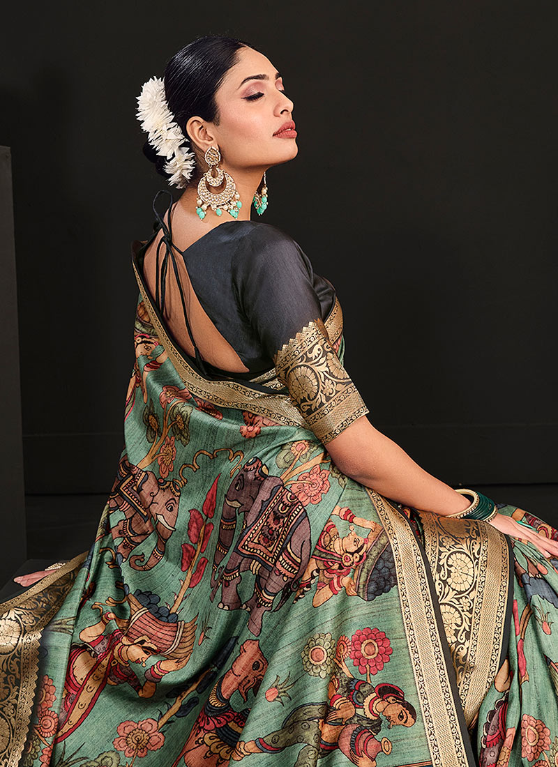 Shop Turquoise Color Sarees Online Shopping - Cbazaar