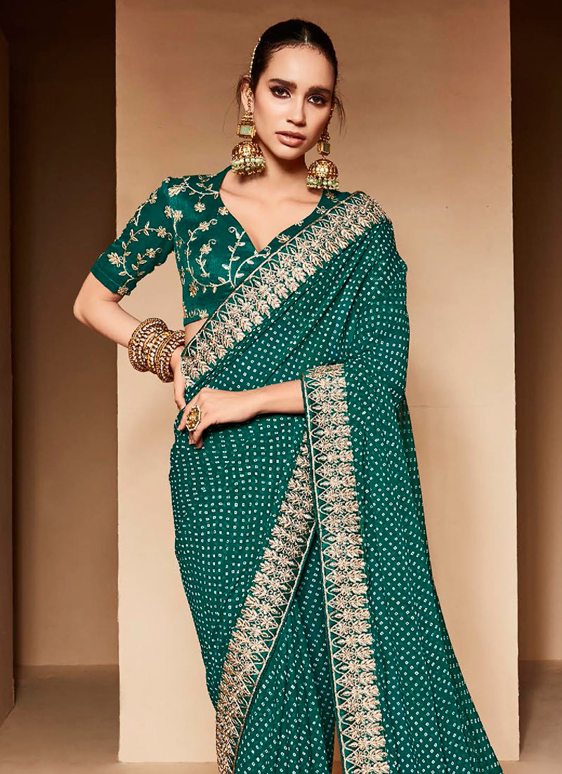 Buy Trendy Green India Sarees Online at Cbazaar
