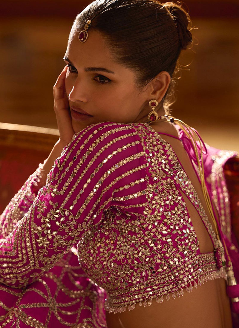 Shop Umbrella Lehenga Pink Silk Embroidered Sequins Mirror Work Zari ...