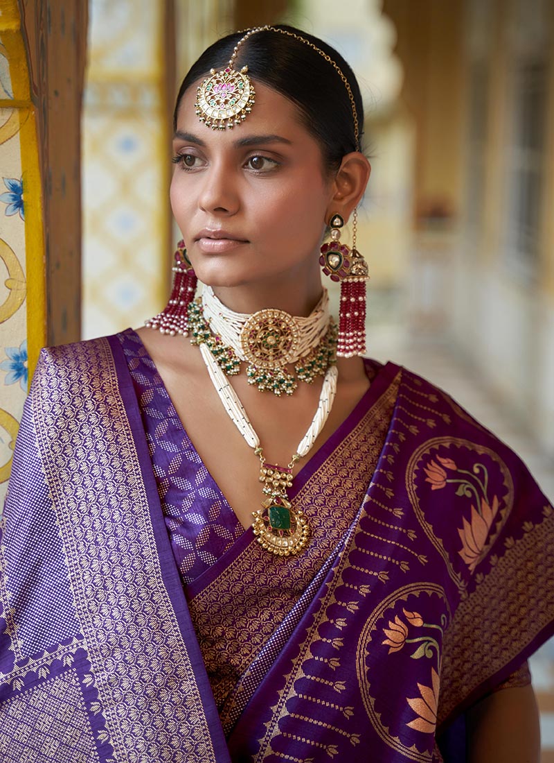 Violet Sarees: Buy Latest Designer Violet Sarees Collection