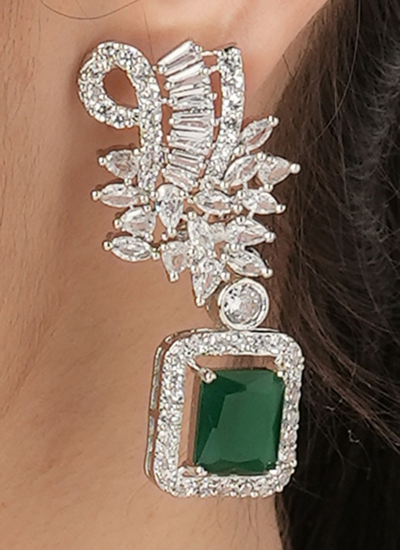 Buy White color alloy Kundan and polki work Chaand Bali Online at Best ...