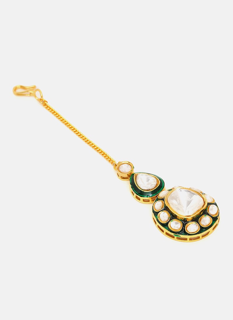 Shop White Kundan Work Mangtikka Festive Wear in India - Cbazaar