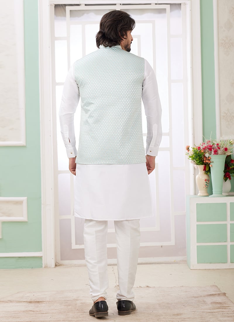 Shop White Silk Sequins Bandi Set Festive Wear in India - Cbazaar