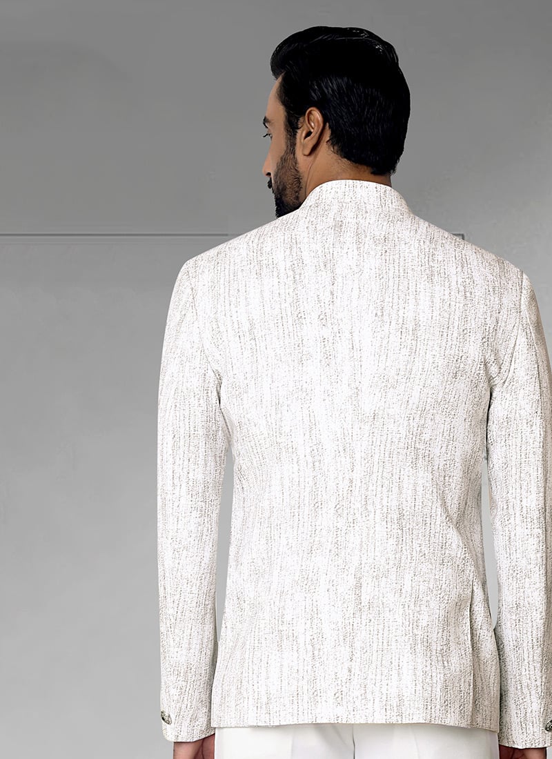 Shop White Terry Rayon Jodhpuri Suit Wedding Wear in India - Cbazaar