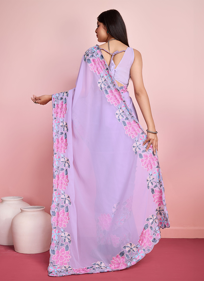 Buy Lavender sarees online | Lavender sarees styles | Online Lavender ...