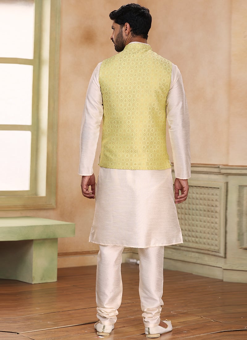 Shop Yellow Art Silk Bandi Set Festive Wear Online at Best Price | Cbazaar