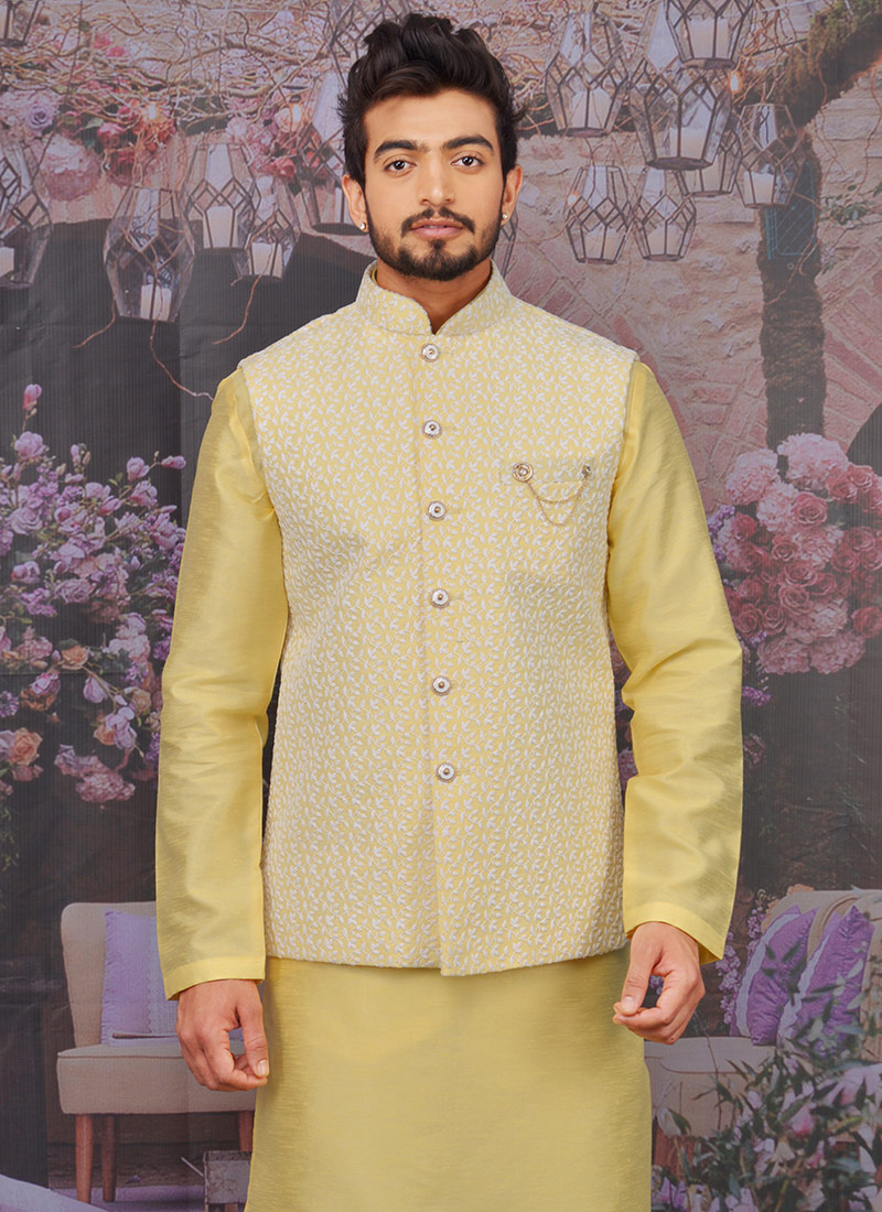 Buy Yellow Banarasi Art Silk Bandi Set Party Wear Online at Best Price ...