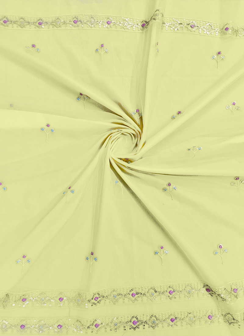 Shop Yellow Embroidered Net Fabric Online at Best Price | Cbazaar