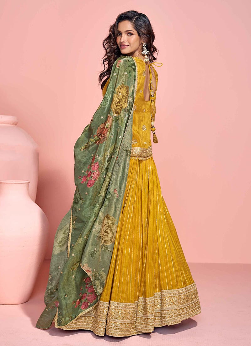 Buy Designer Lehenga With Long Top Choli Online