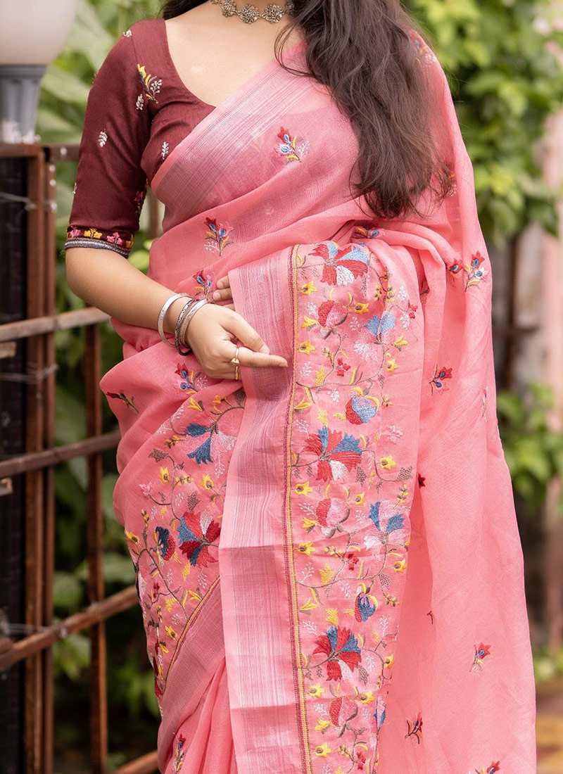 Shop Stylish Linen Sarees Online at Cbazaar
