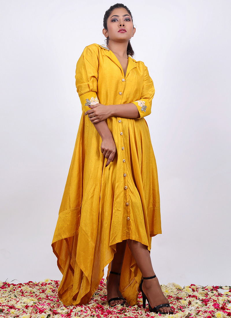 Buy Pure Satin Cutdana Hand Work Shirt Dress Party Wear Online at Best ...