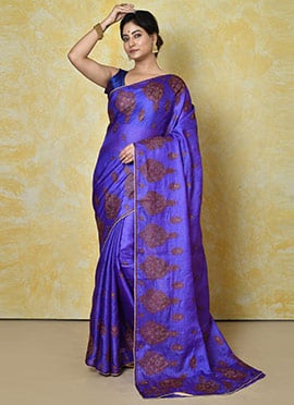 Violet Sarees: Buy Latest Designer Violet Sarees Collection