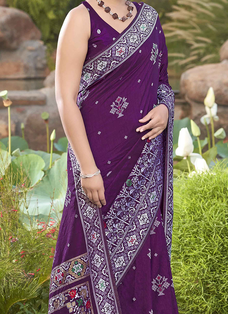 Buy Latest Purple Sarees Online For Women - Cbazaar