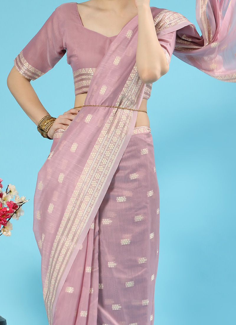 Shop Purple Cotton Weaving Saree Festive Wear Online at Best Price ...