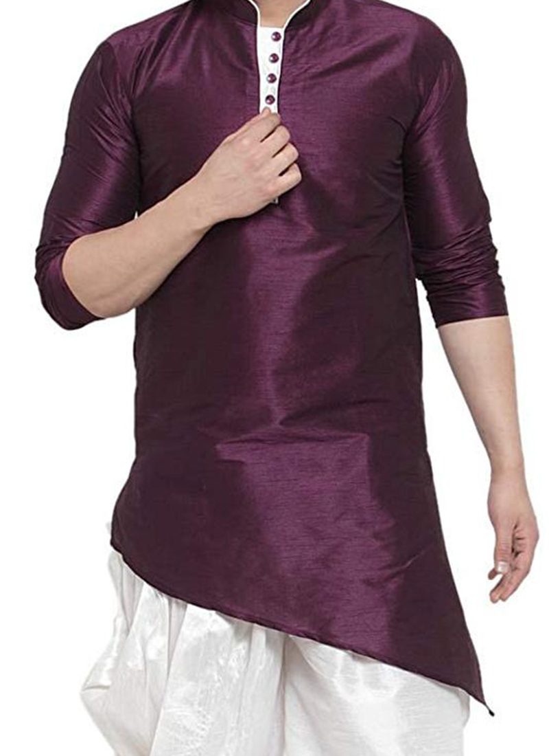 Buy Purple Dupion Silk Dhoti Kurta Set Party Wear Online at Best Price ...