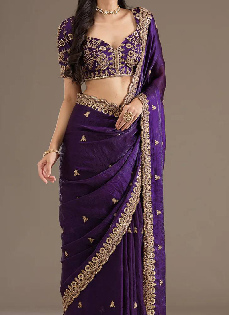 Buy Latest Purple Sarees Online For Women - Cbazaar