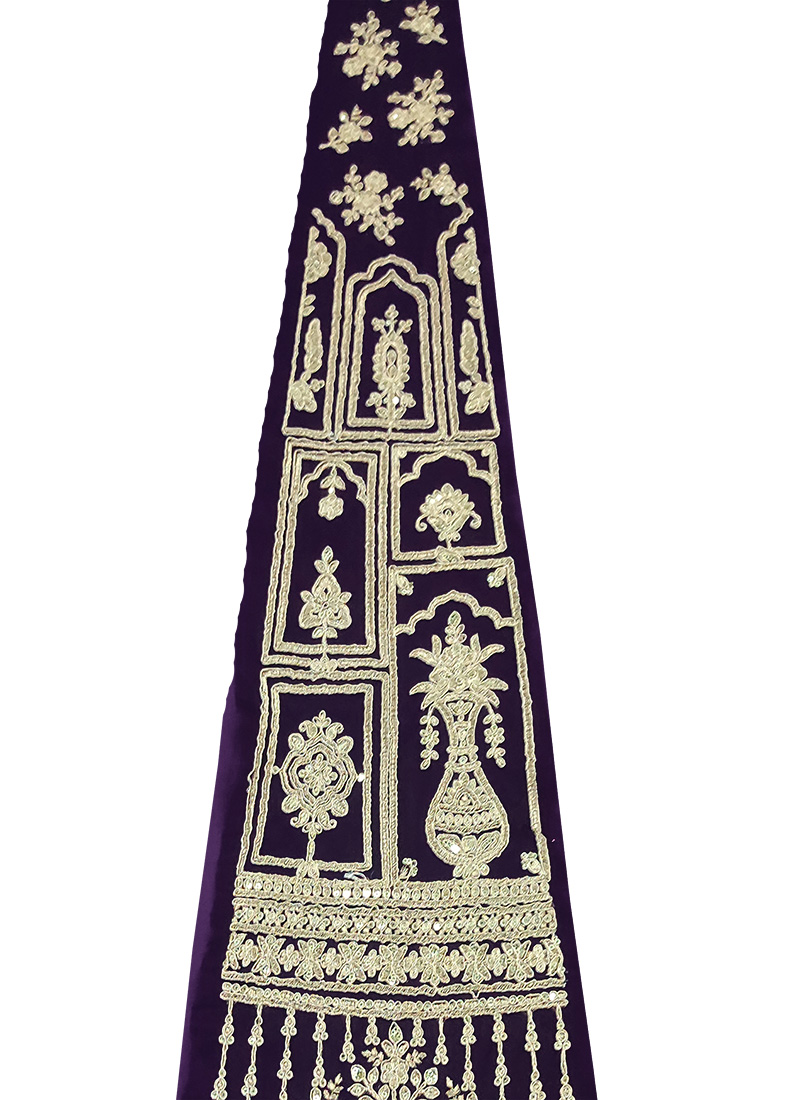 Shop Purple Net Embroidered Fabric in UK - Cbazaar