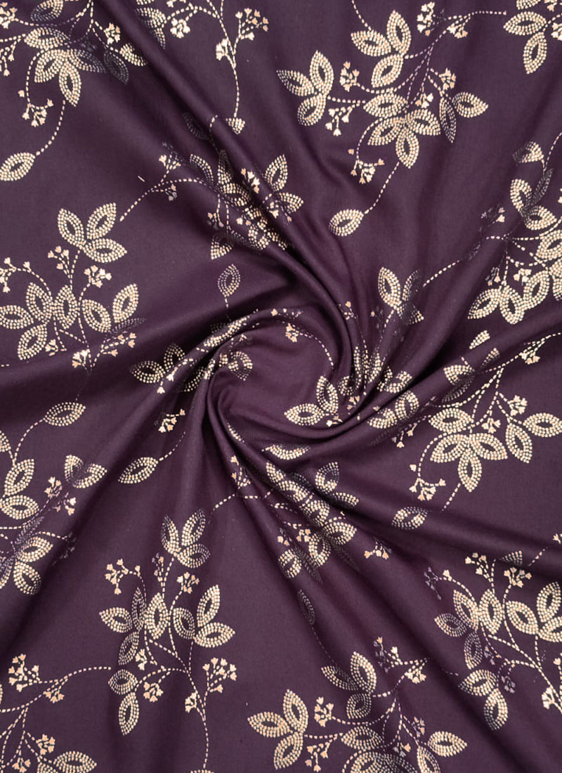 Shop Purple Rayon Foil Print Fabric in UK - Cbazaar