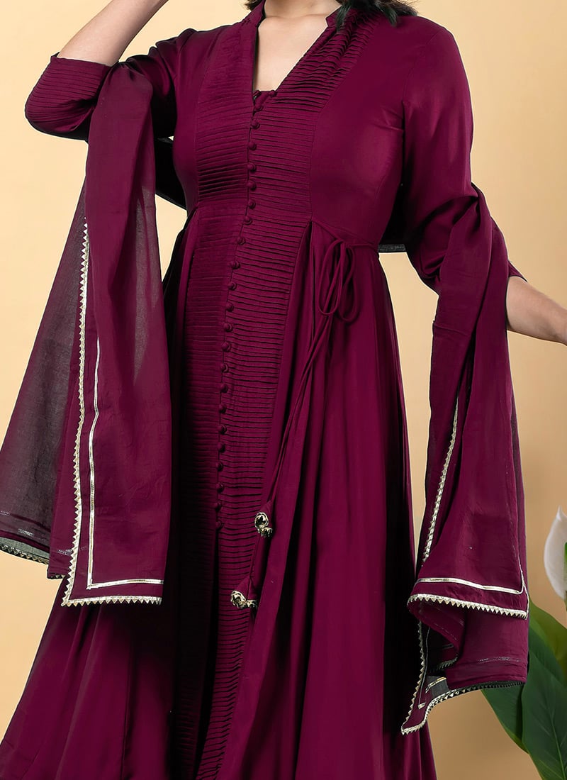 Shop Purple Rayon Gota Lace Work Anarkali Suit After Six Wear in UK ...