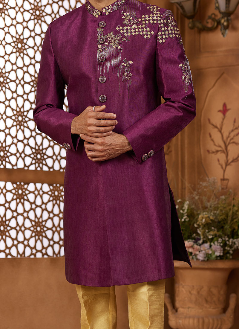 Purple Sherwanis For Men Online Trendy Outfits at Cbazaar