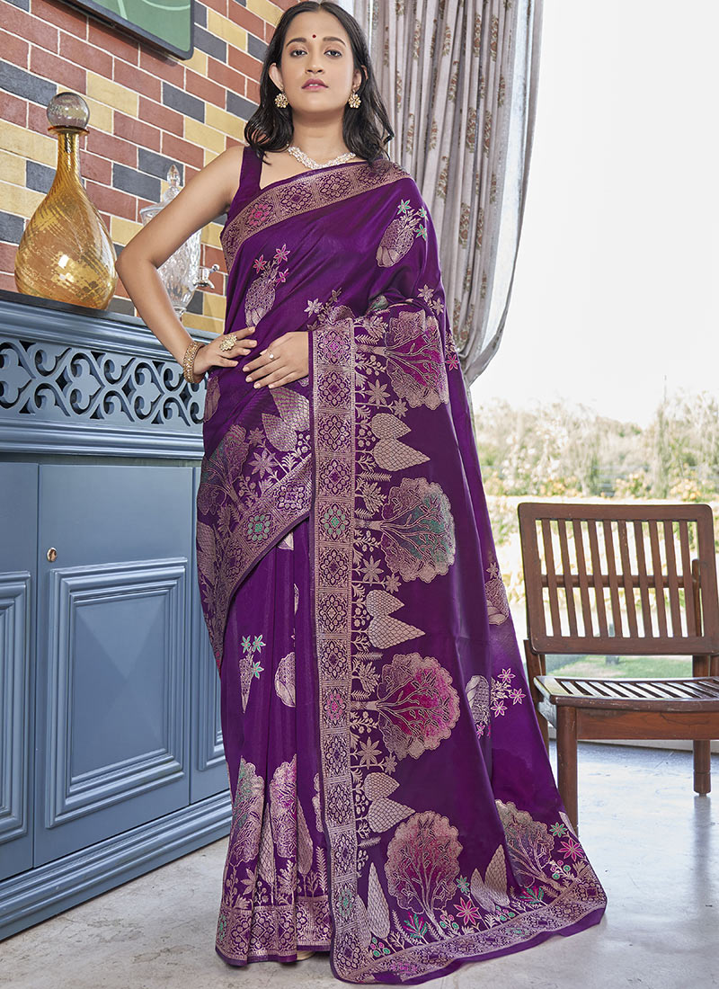 Buy Latest Purple Sarees Online For Women - Cbazaar
