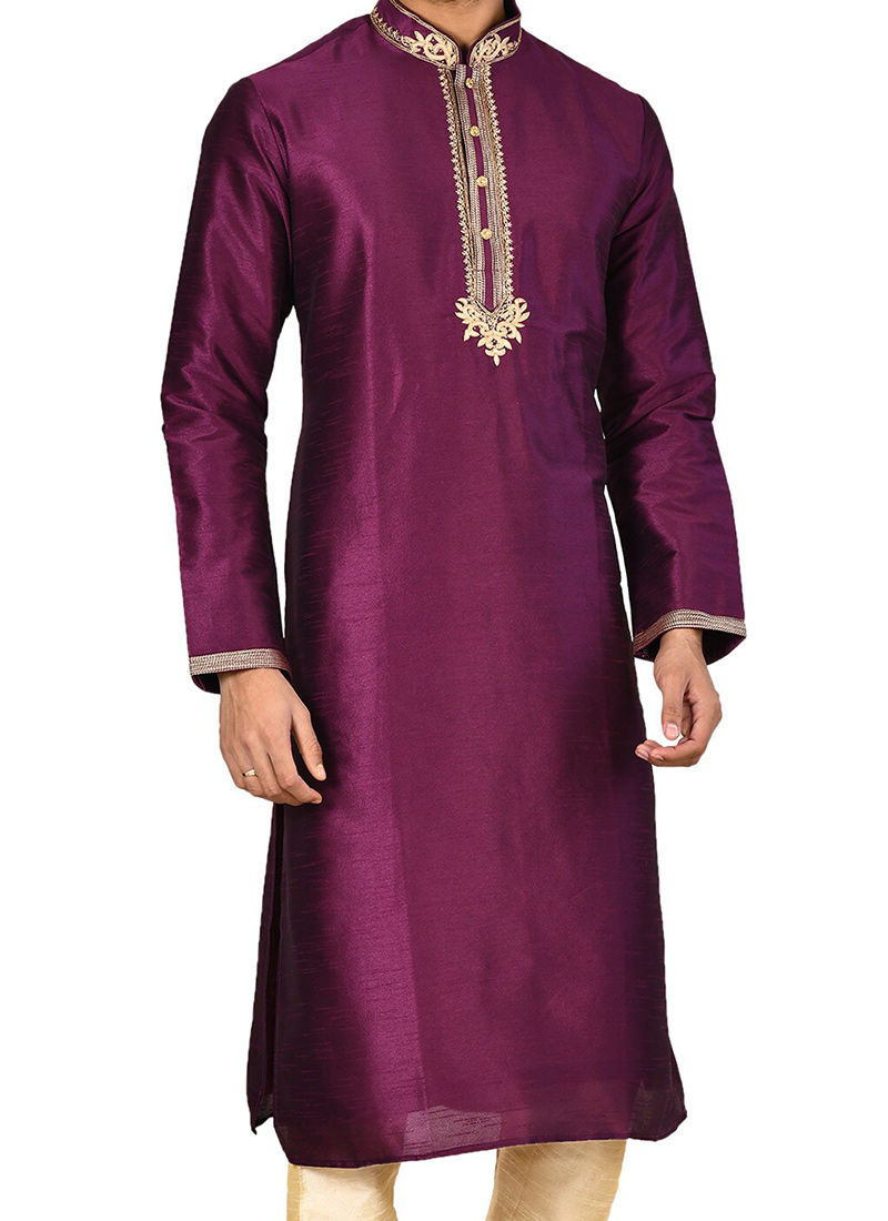 Buy Purple Color Kurta Pyjamas Online | Designer Purple Kurta Pyjamas