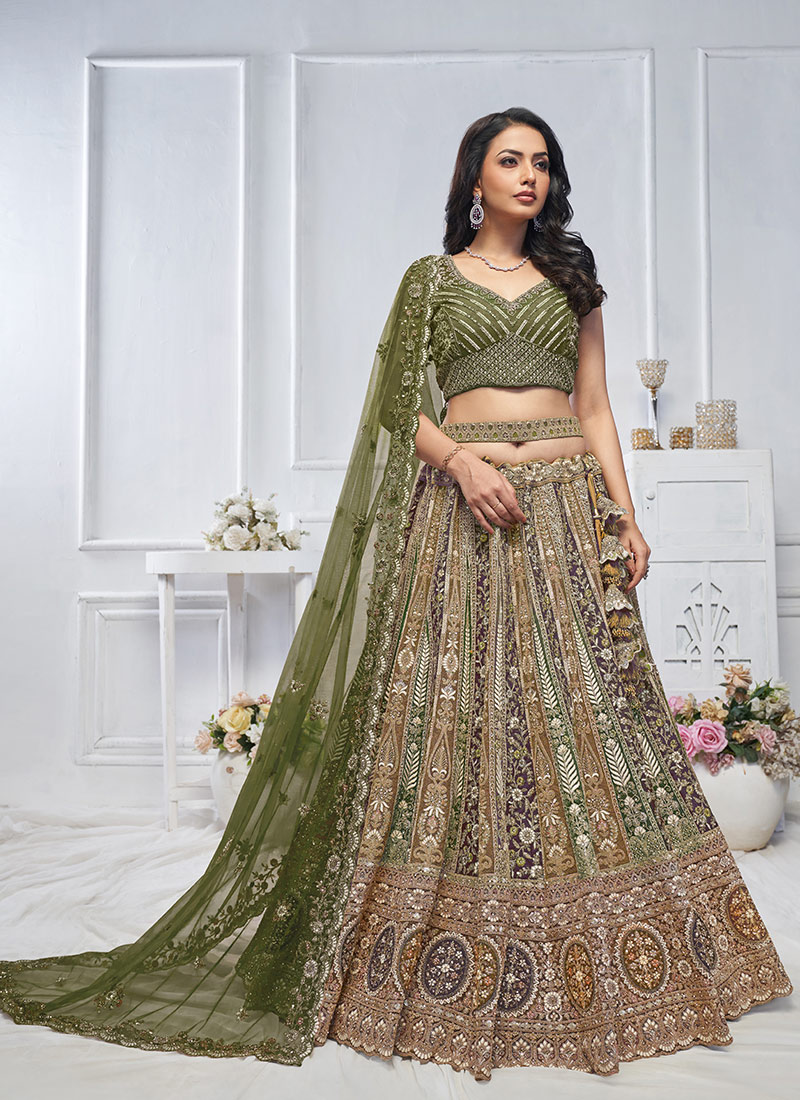 Shop Radiant Green Net Zarkan Work Zari Embroidered And Stone Sequins ...