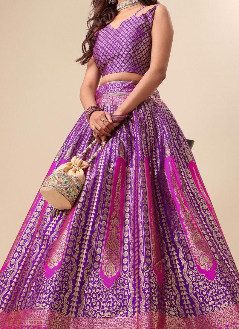 Shop Radiant Jacquard Brocade Silk A Line Lehenga Party Wear in CA ...