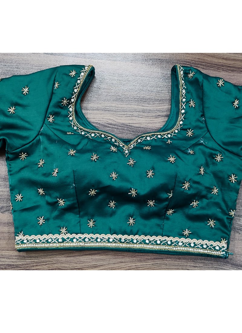 Buy Rama Green Satin Blend Embroidered Fabric Online at Best Price ...