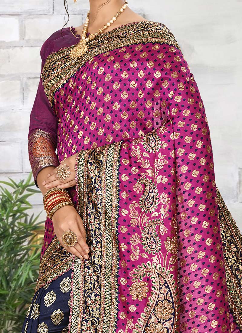 Hand Embroidered Sarees | Zardosi Sarees | Zari Stone work sarees