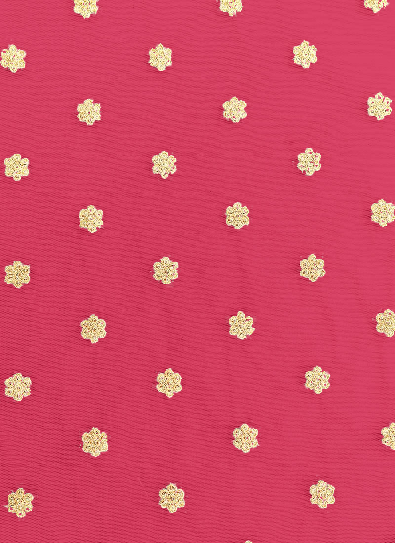 Shop Raspberry Pink Embroidered Net Fabric Online at Best Price | Cbazaar
