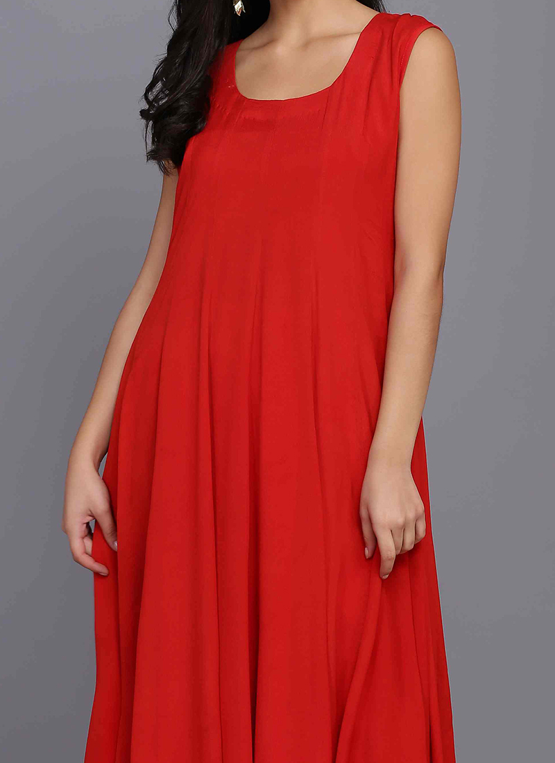 Buy Red Crepe Anarkali Suit Party Wear Online at Best Price | Cbazaar