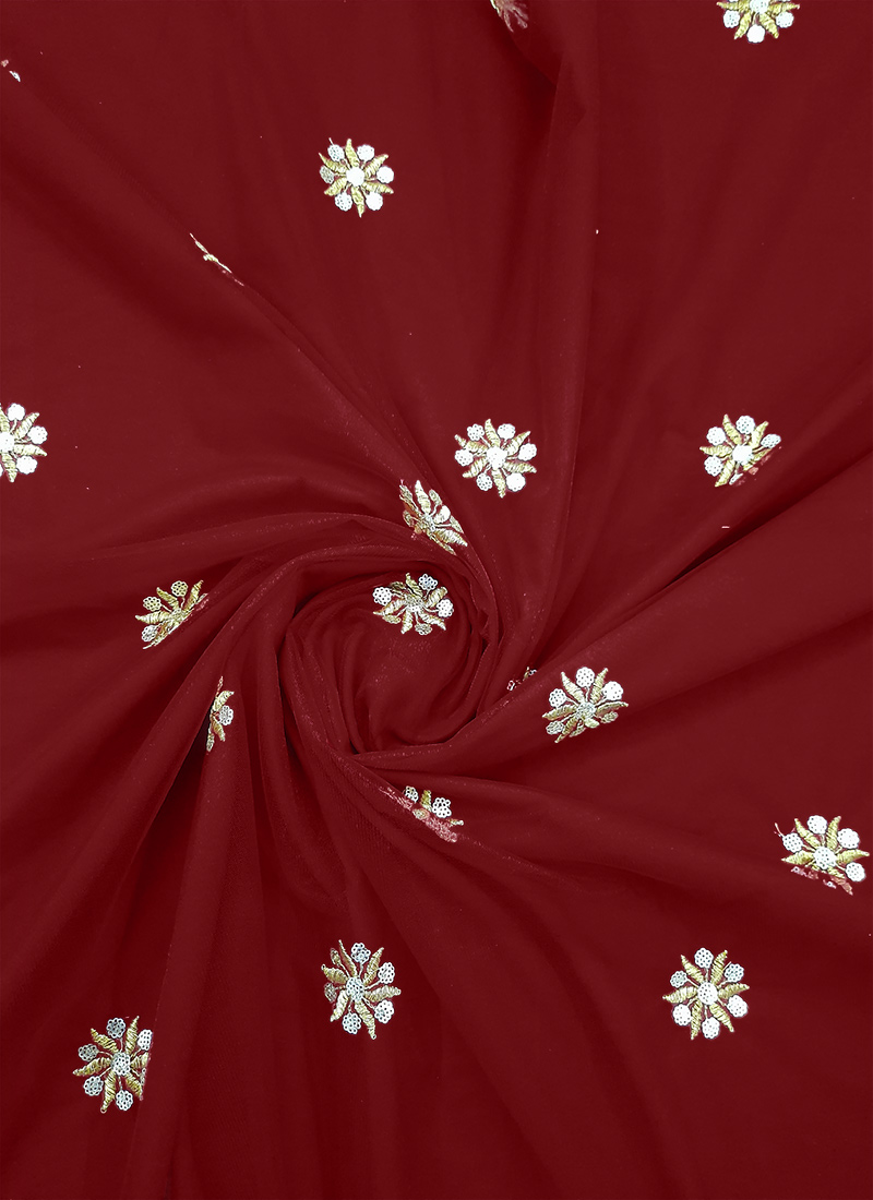 Buy Red Net Embroidered Fabric Online at Best Price | Cbazaar