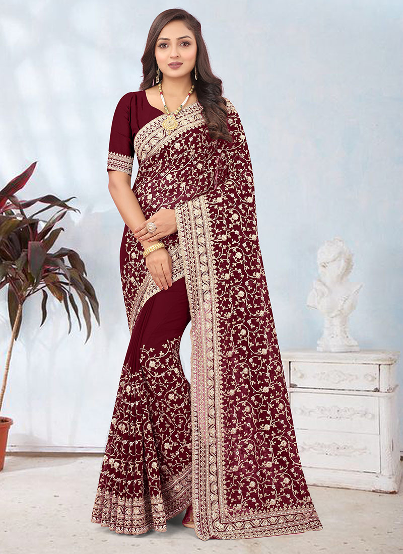 Maroon Saree | Buy Maroon Sarees Online Shopping - Cbazaar