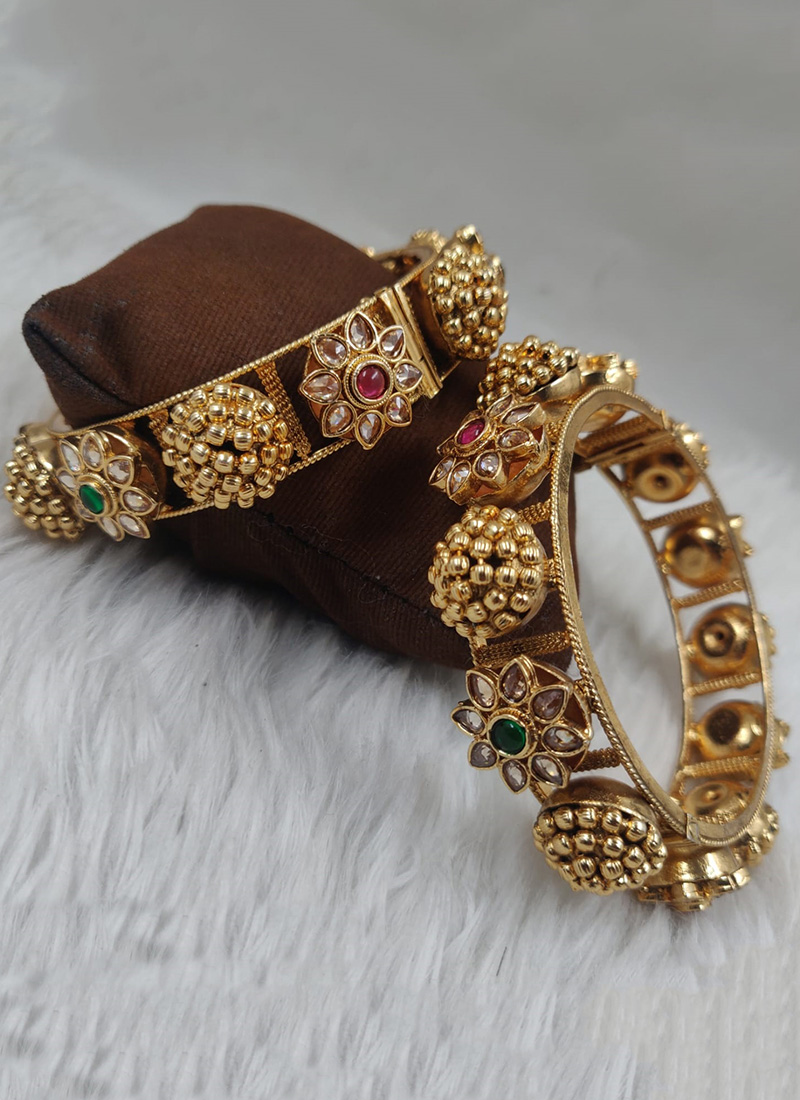 Buy Regal Golden Plated Stone Work Kada Online at Best Price | Cbazaar