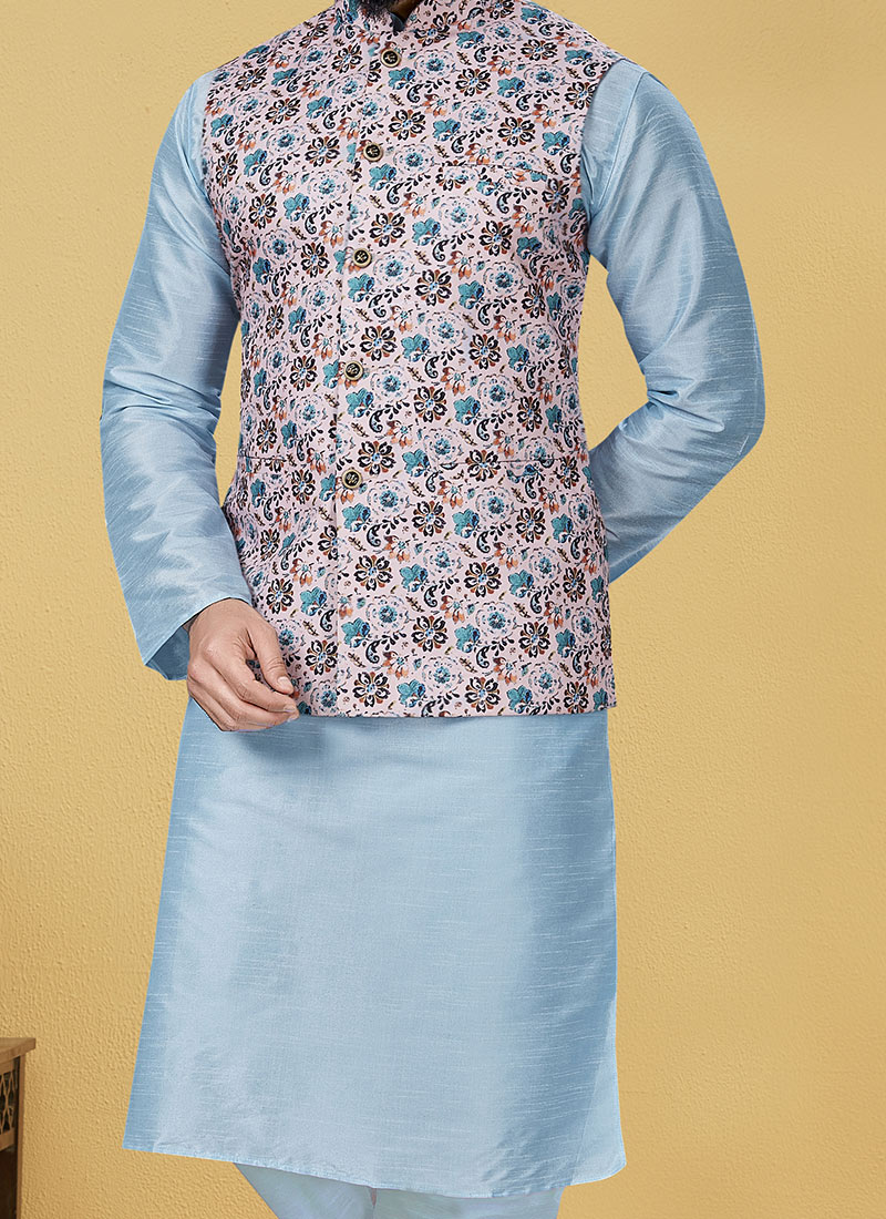 Shop Rose Pink Dupion Silk Printed Bandi Set Party Wear Online at Best Price | Cbazaar