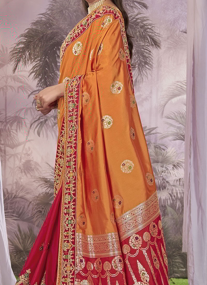 Buy Royal Radiance Mustard Benarasi Silk Jacquard Zari Saree ...