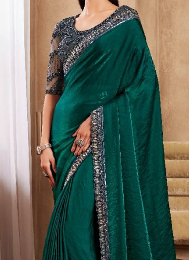 Shop Silk Hand Embroidered Saree Party Wear Online at Best Price | Cbazaar